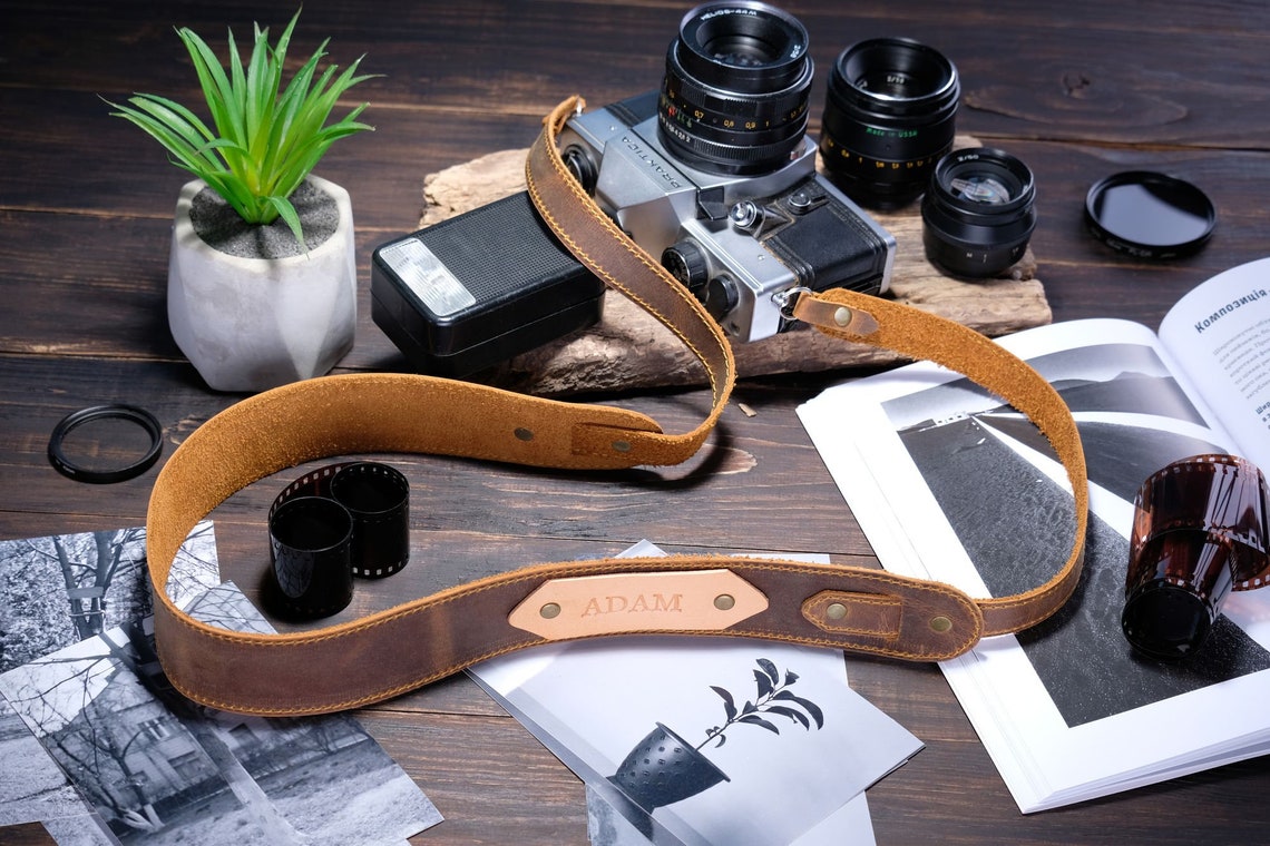 Copper Personalized Leather Camera Strap, Handmade Leather Camera Strap ...