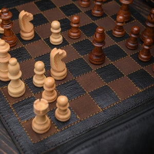 Roll-up Leather Chess Set, Magnetic Chess Board, Engraving Option ...