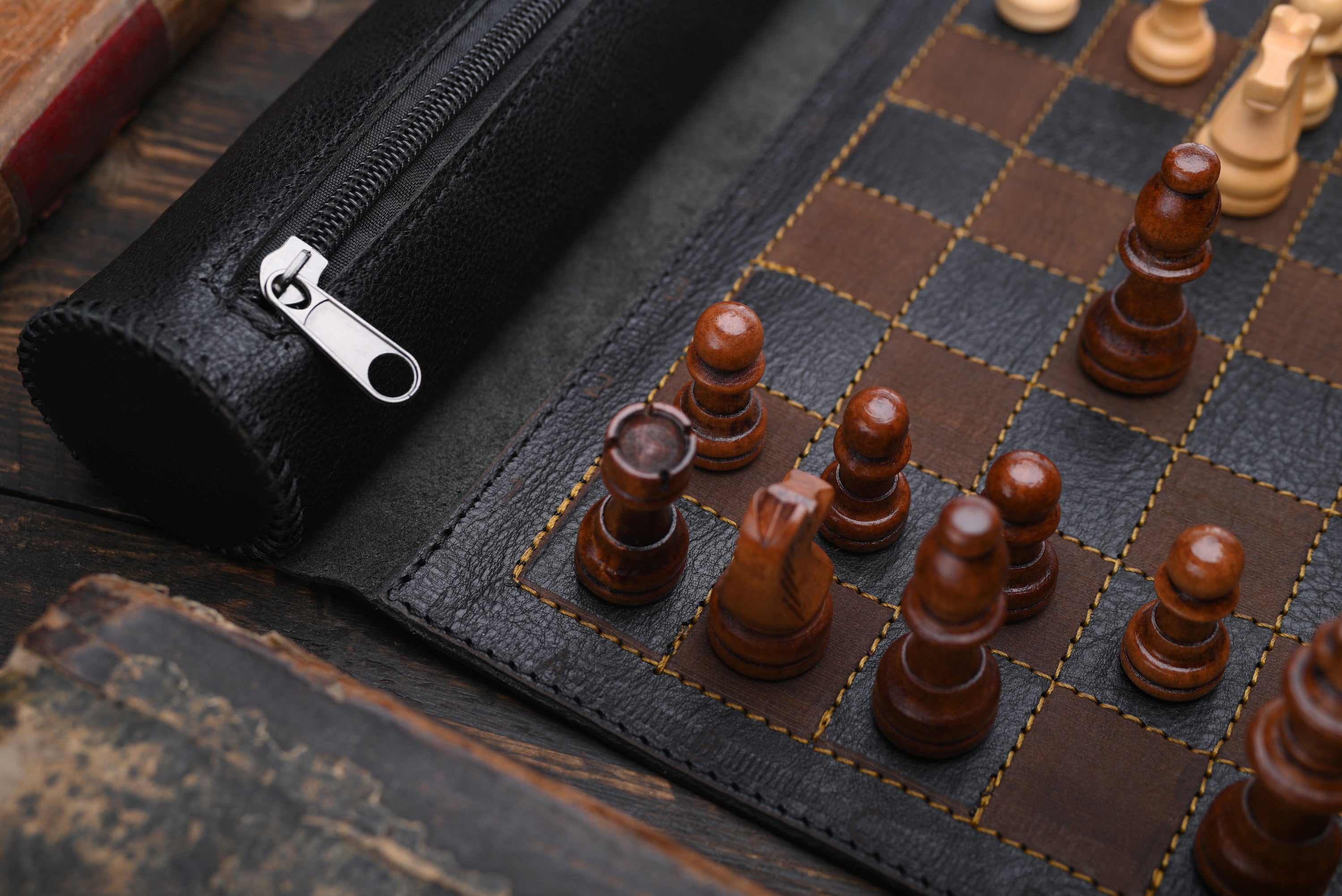 Roll up Leather Chess Set Magnetic Chess Board Engraving Option Perfect for Travel and Gifts Etsy