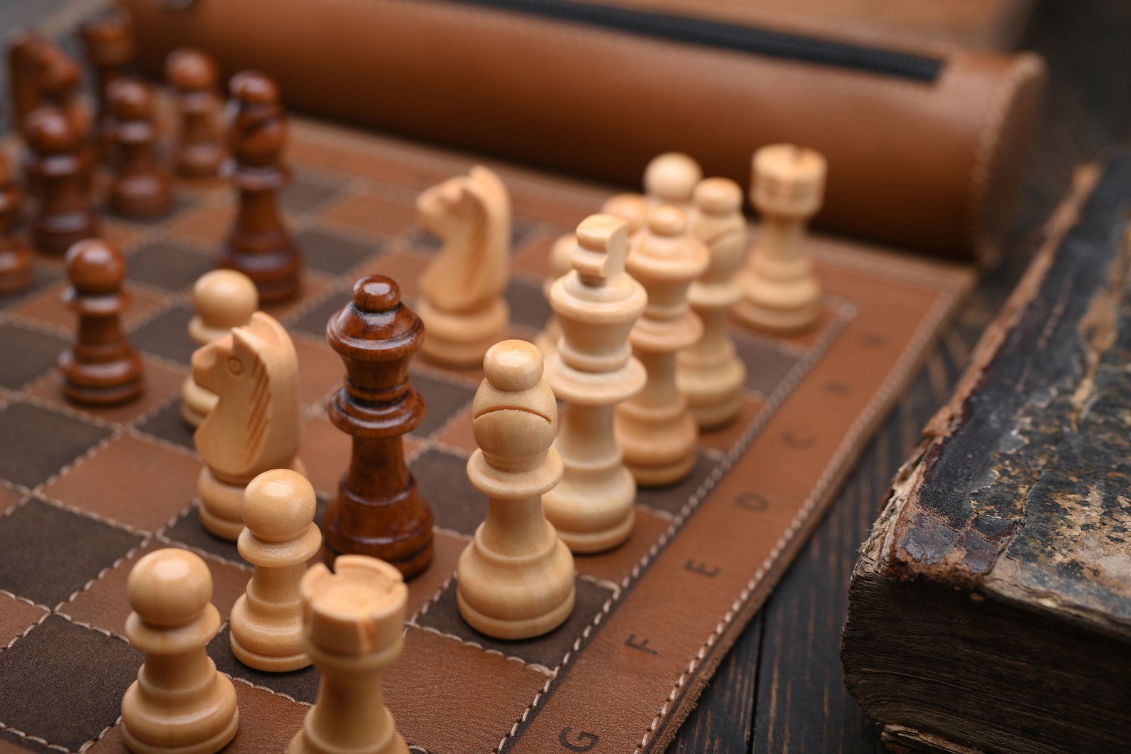 Roll up Leather Chess Board, Personalized Chess, Chess, Leather ...