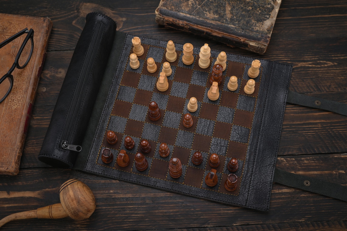 Roll up Leather Chess Board, Personalized Chess, Chess, Leather ...