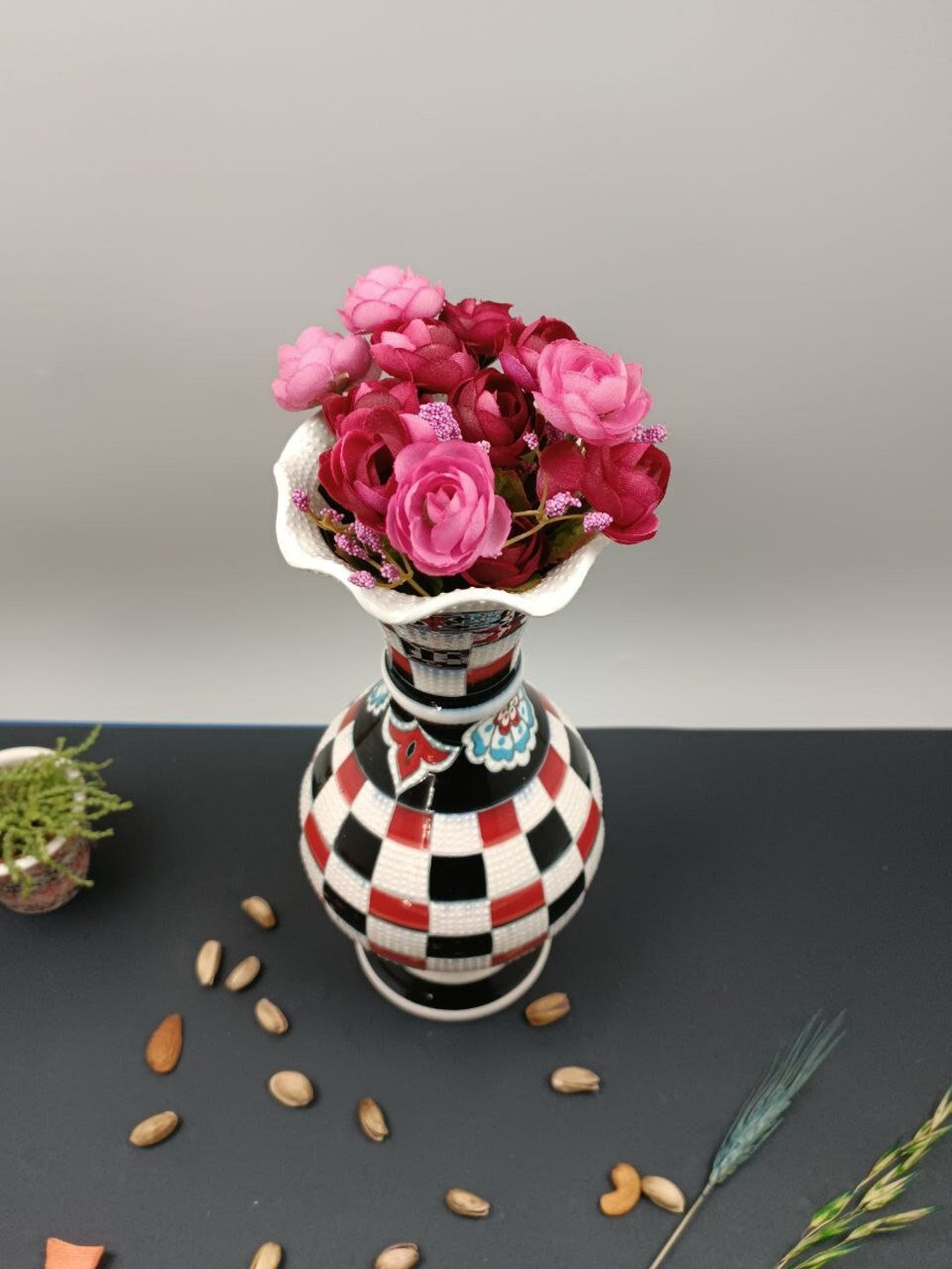 Turkish Handmade Ceramic Vase: Elegant Floral Home Decor (30 CM) - Etsy