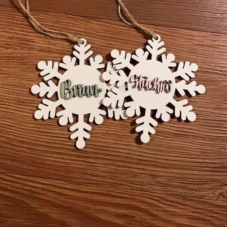 Custom Name Snowflake Ornament: Wooden Laser Christmas Keepsake ...