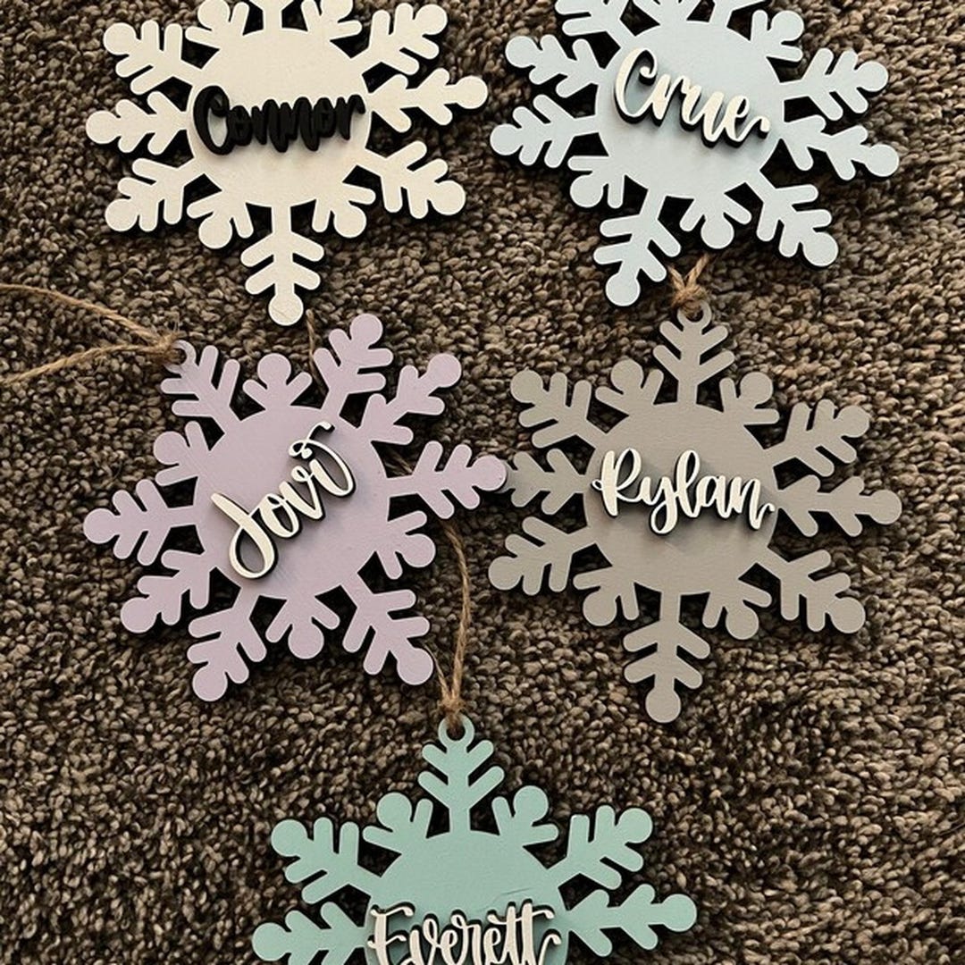 Custom Name Snowflake Ornament: Wooden Laser Christmas Keepsake ...