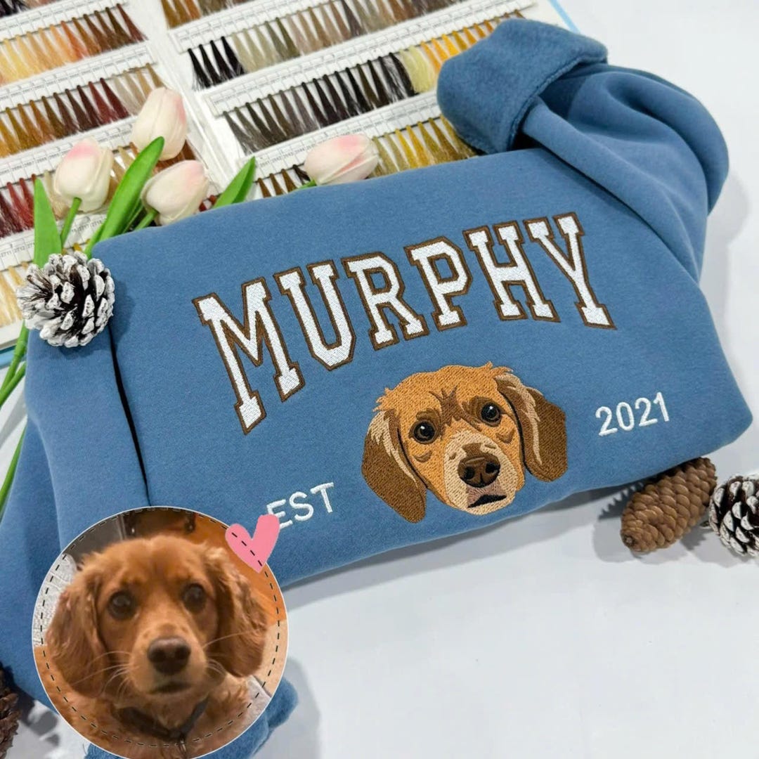 Personalized Photo Dog Mom Embroidery Dogs Dad Photos Embroidered, Gift ...