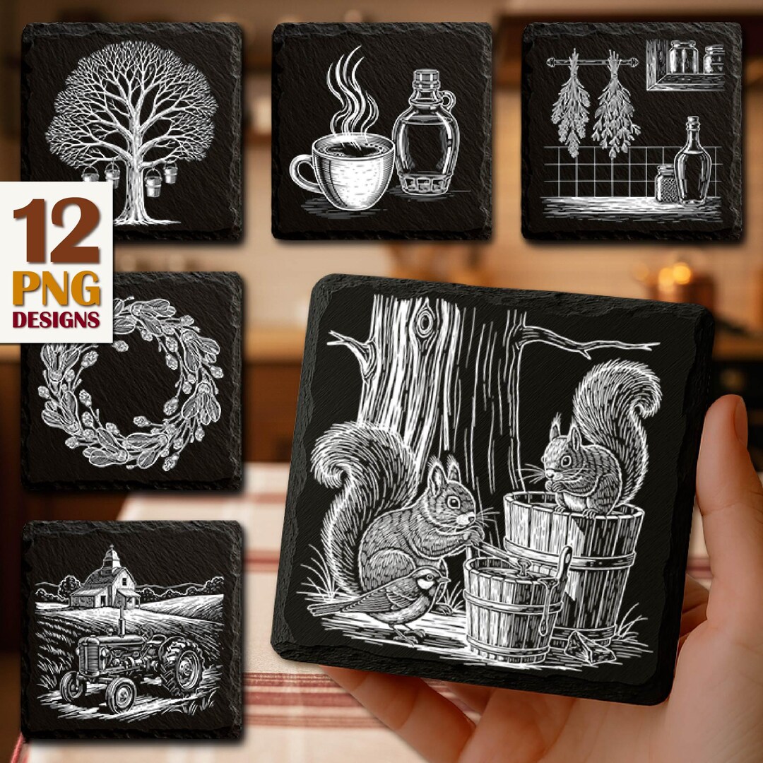 Maple Syrup Slate Coaster PNG, Sugar Bush Laser Engraving File ...