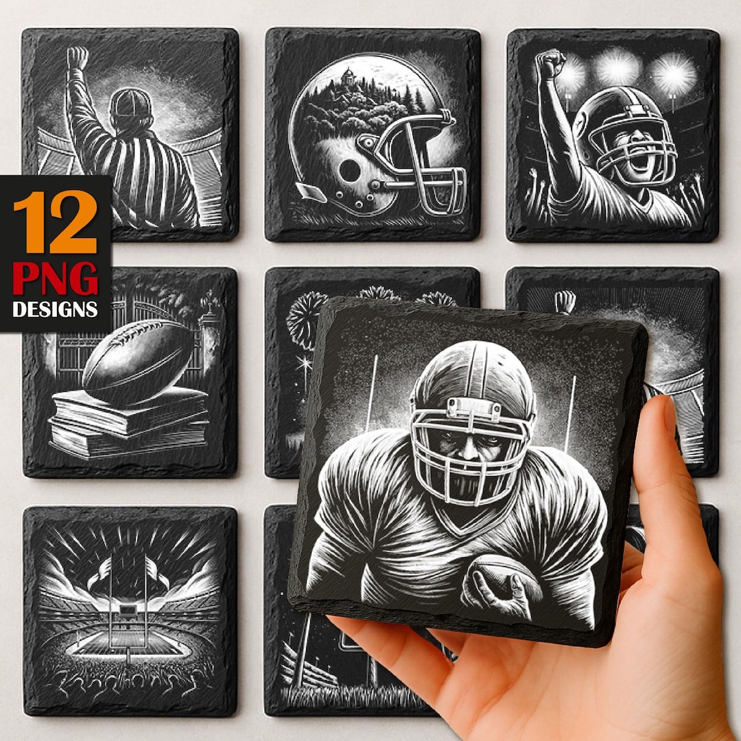 NCAA Football Slate Coaster PNG Files: Laser Engrave, Glowforge ...