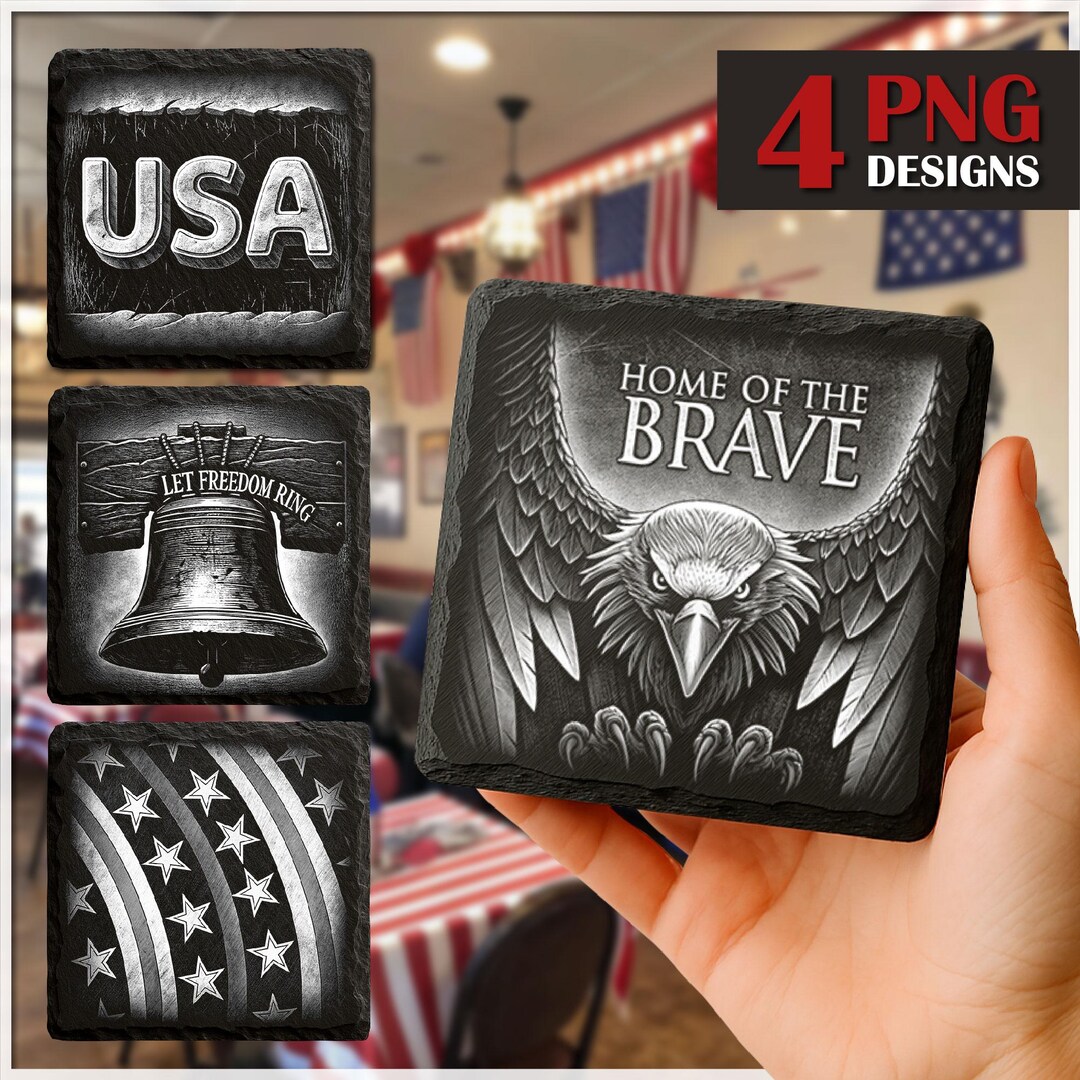 America PNG Slate Laser Burn Bundle, Engrave File, USA Flag Slate ...