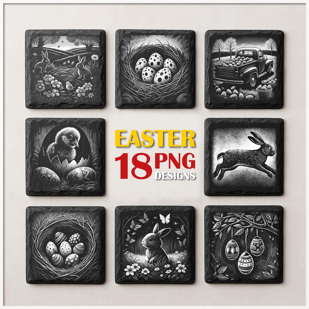 Happy Easter Slate Coaster PNG, Laser Engrave File (digital File) - Etsy