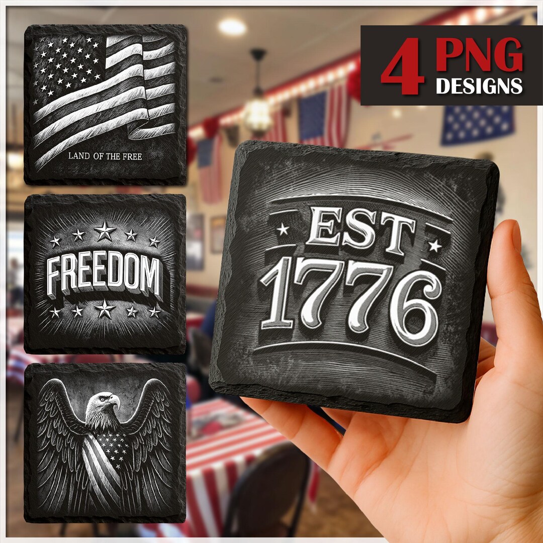 America PNG Slate Laser Burn Bundle, Engrave File, USA Flag Slate ...