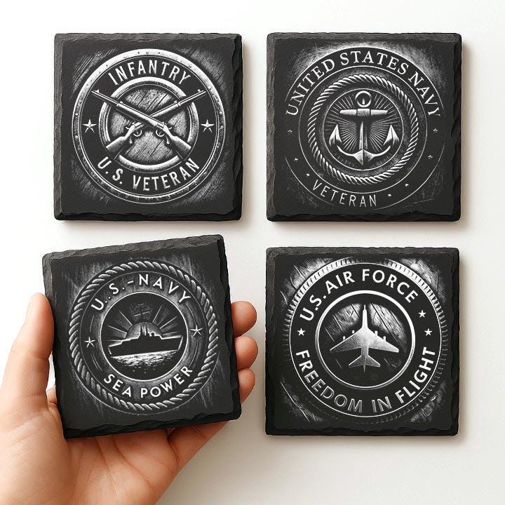American Military Round Logo PNG Slate Laser Burn Bundle, Engrave File ...