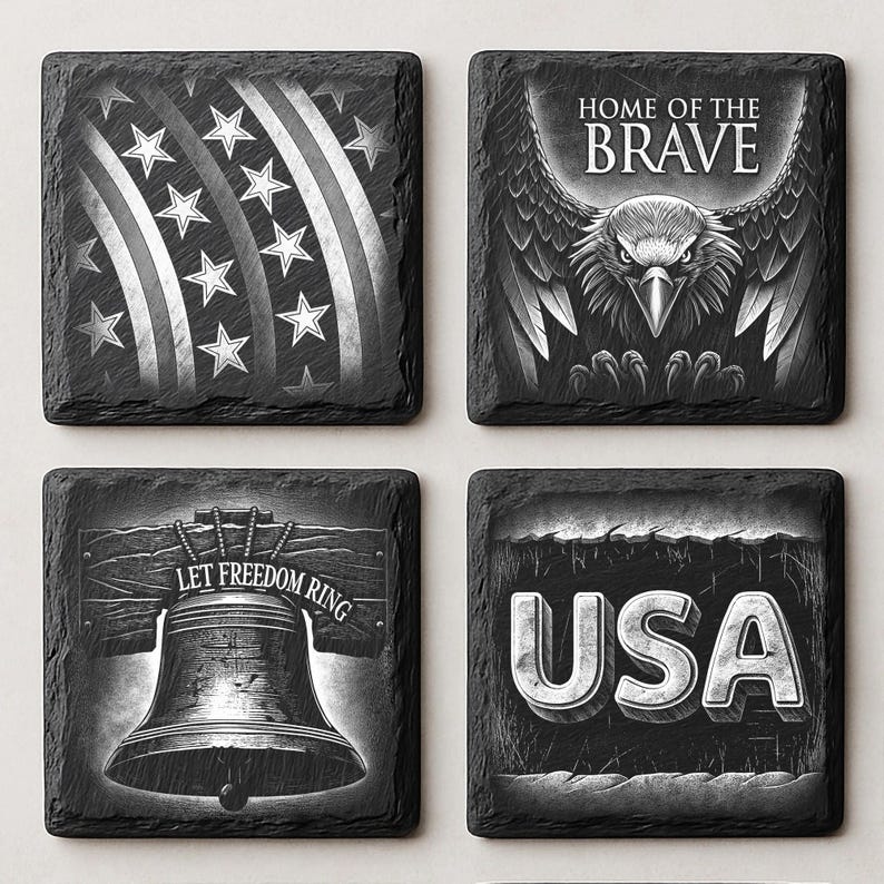America PNG Slate Laser Burn Bundle, Engrave File, USA Flag Slate ...