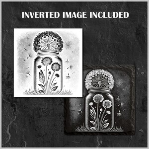 Dandelion Laser Engraving PNG: Botanical Coaster Files, Glowforge Ready ...