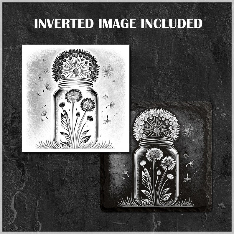 Dandelion Laser Engraving PNG: Botanical Coaster Files, Glowforge Ready ...