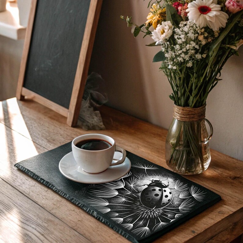 Ladybug Slate Coaster PNG Laser Engrave File: Glowforge, Xtool (digital ...