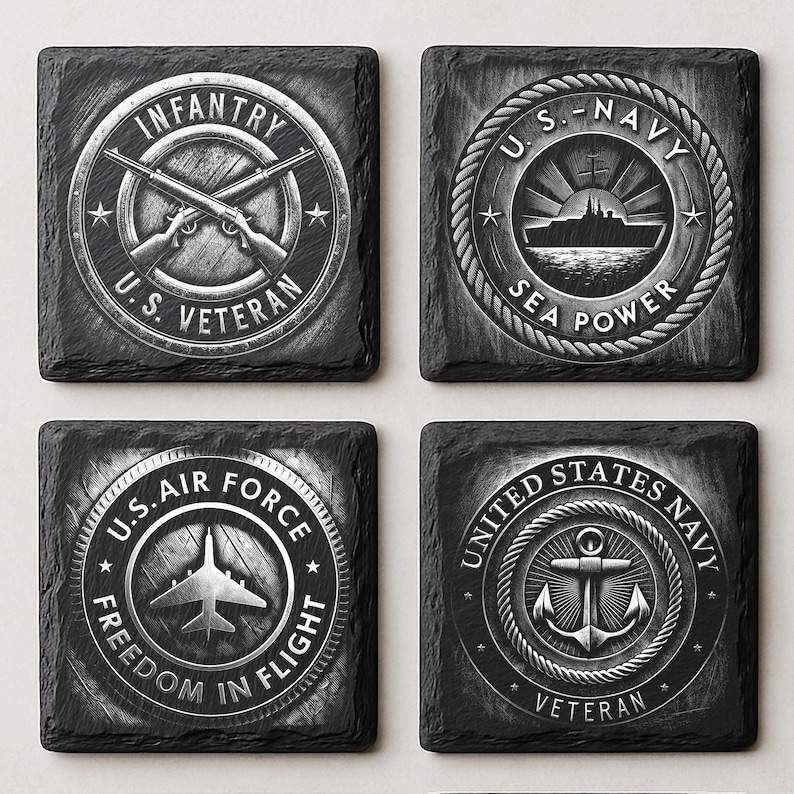 American Military Round Logo PNG Slate Laser Burn Bundle, Engrave File ...