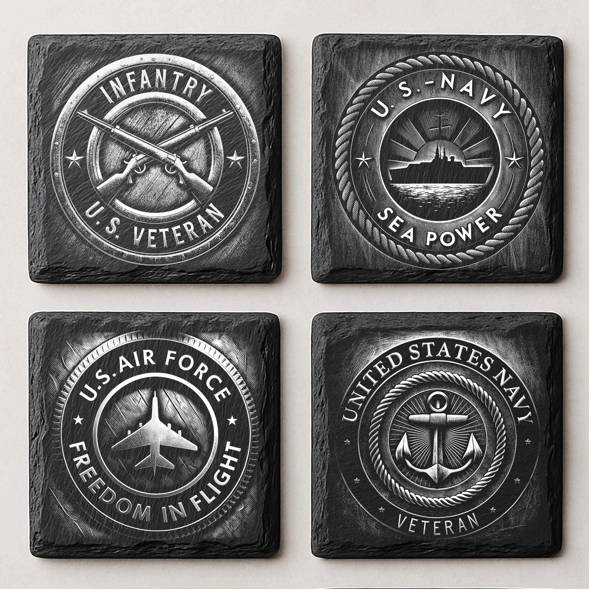 American Military Round Logo PNG Slate Laser Burn Bundle, Engrave File ...