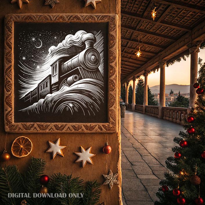 Christmas Polar Express PNG for Slate Coasters |dreamlike Holiday Train ...