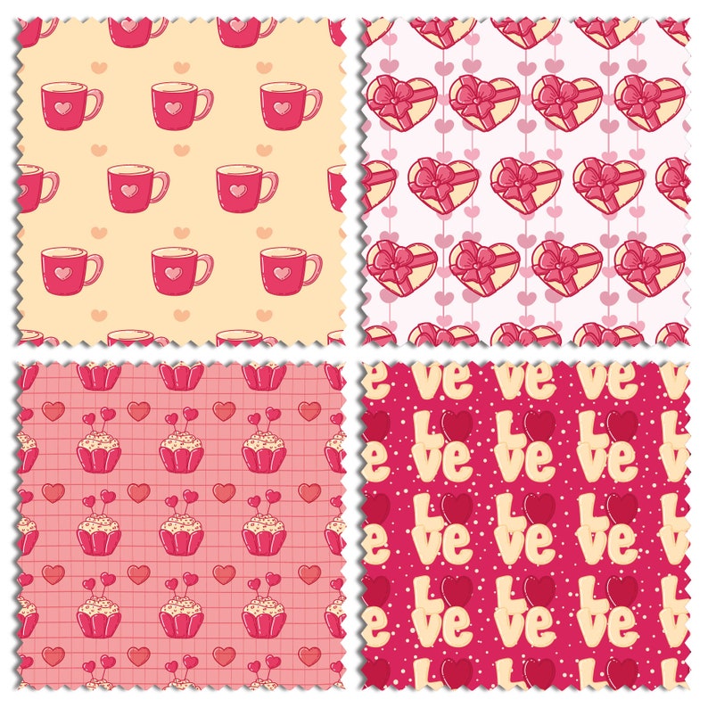 Digital Paper for Valentine's Day, Seamless Pattern File for Lovers ...