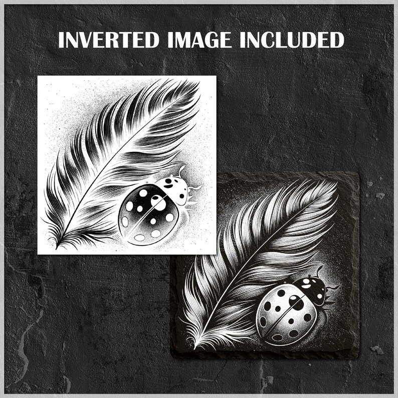 Ladybug Slate Coaster PNG Laser Engrave File: Glowforge, Xtool (digital ...
