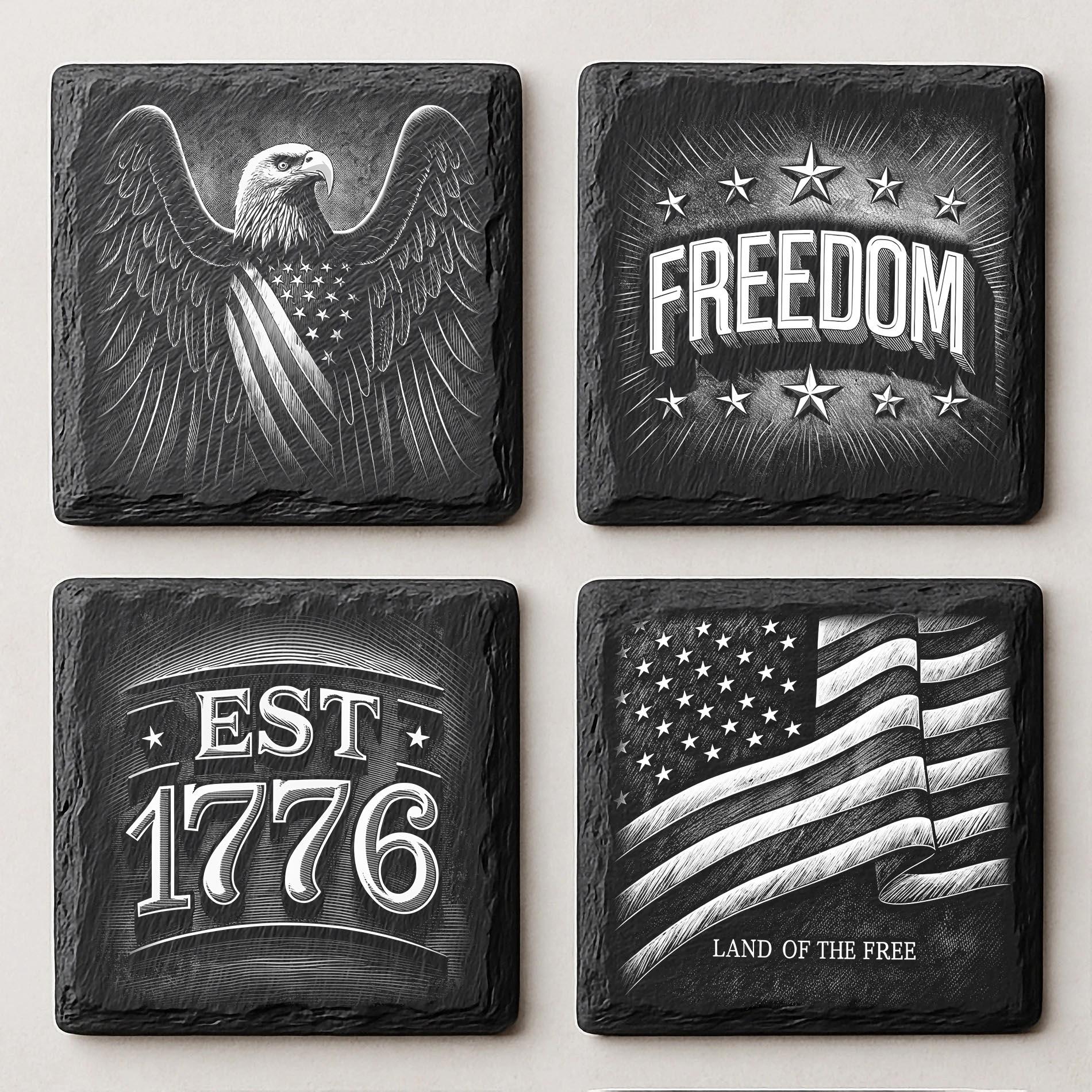 America PNG Slate Laser Burn Bundle, Engrave File, USA Flag Slate ...