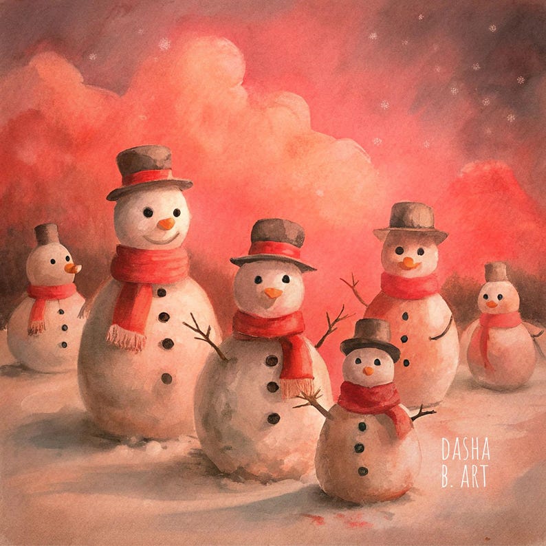 Watercolor Christmas Clipart: Festive Winter Scenes (digital Download ...