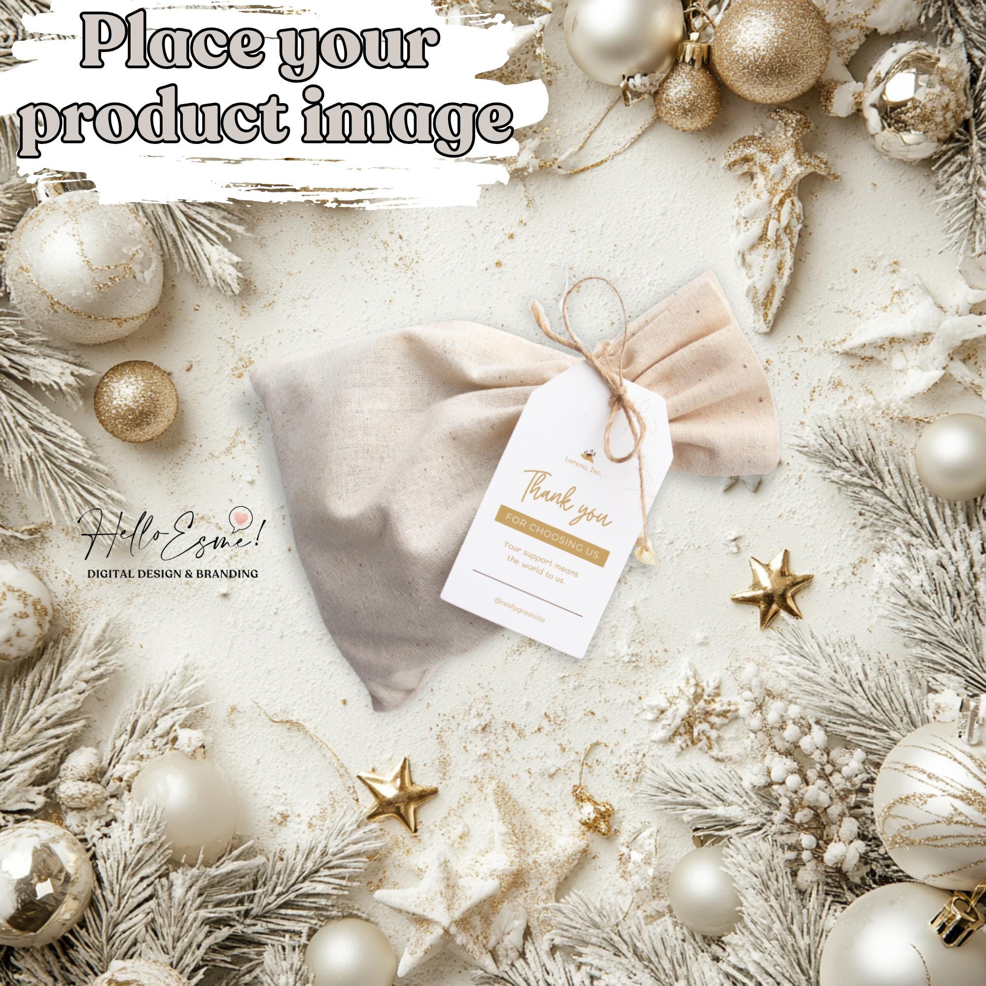 Flat Lay White Christmas Product Mockup, Christmas Background ...