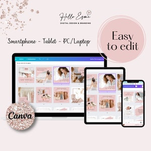 Pink Instagram Feed Template, Instagram Grid, Skincare Instagram ...