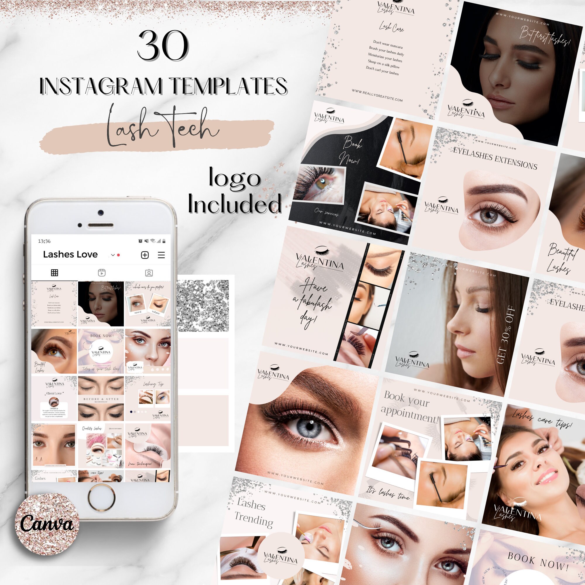 Lash Tech Instagram Post, Engagement Booster Instagram Templates, Nude ...
