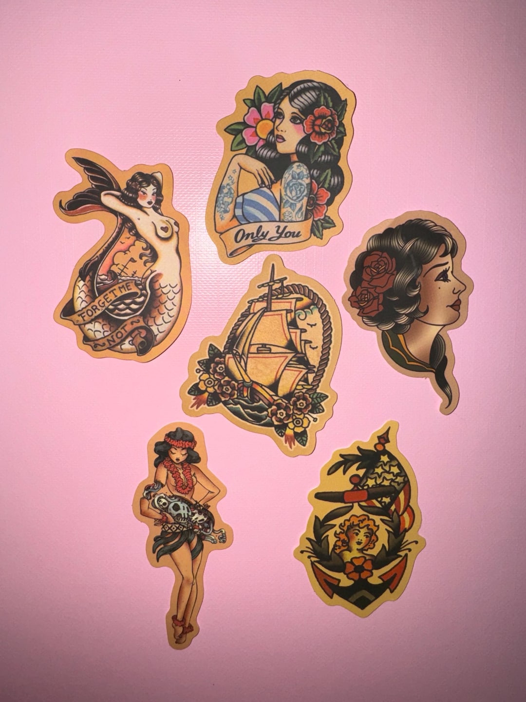 Old School Nautical Sailor Pinup Girl Mermaid 6 Small Stickers - Etsy