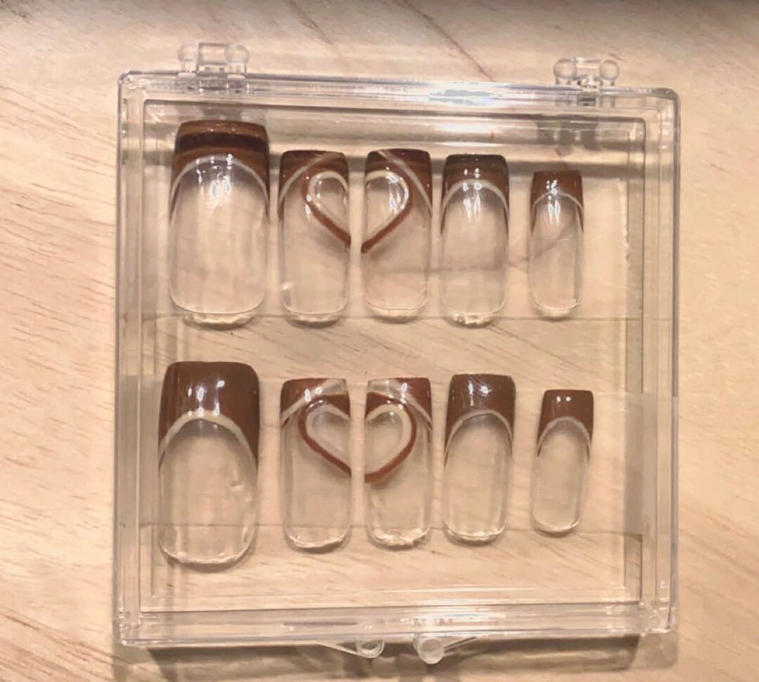 Brown French Tip Press Ons - Etsy