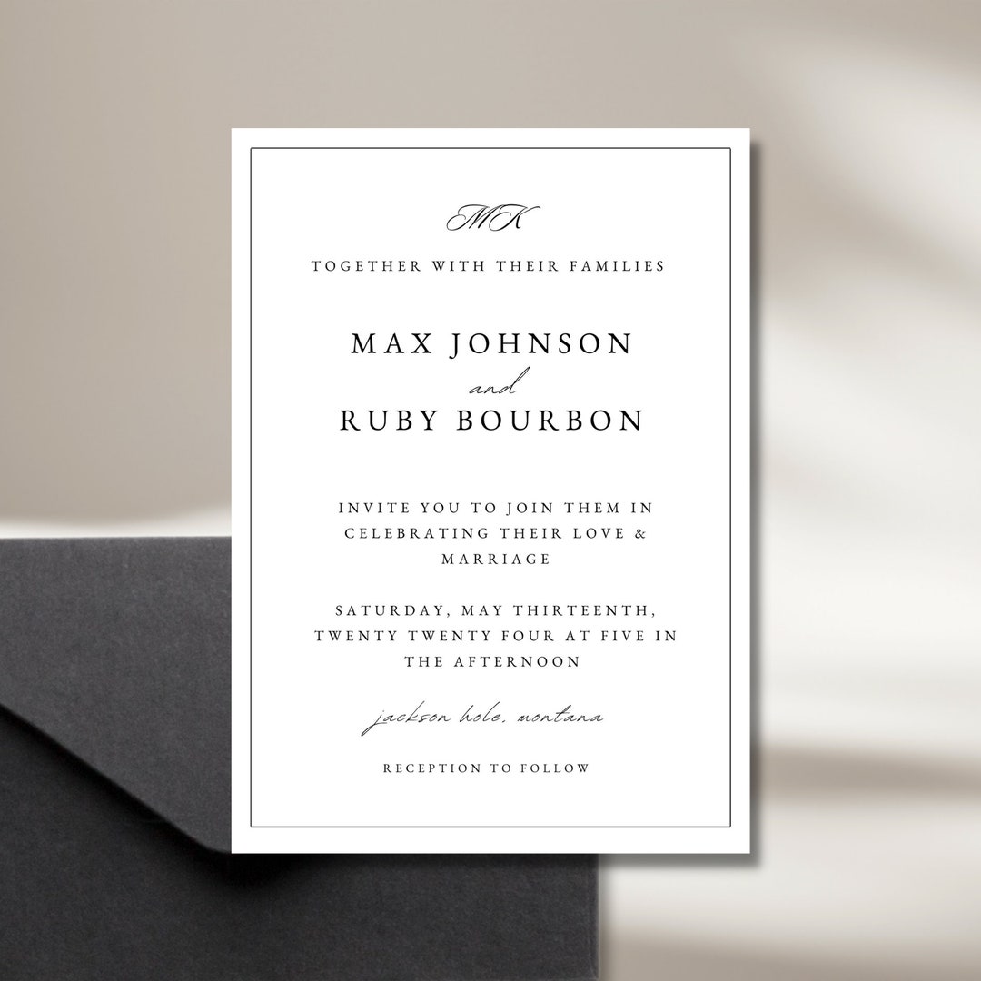Classy Wedding Invitation Template - Instant Download, Canva Editable ...