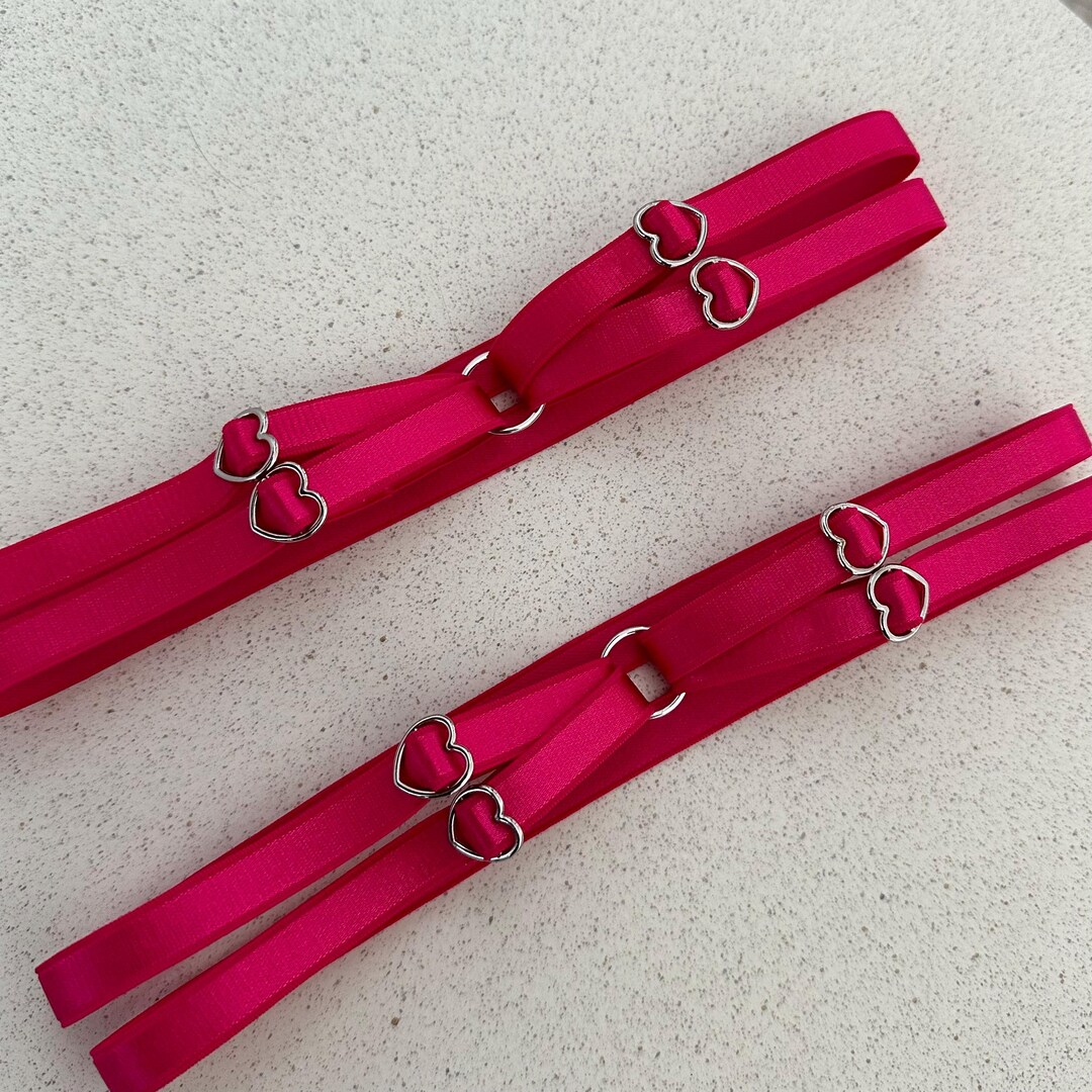 Set of 2 Adjustable Pink Garters With Silver Color Heart Detail - Etsy