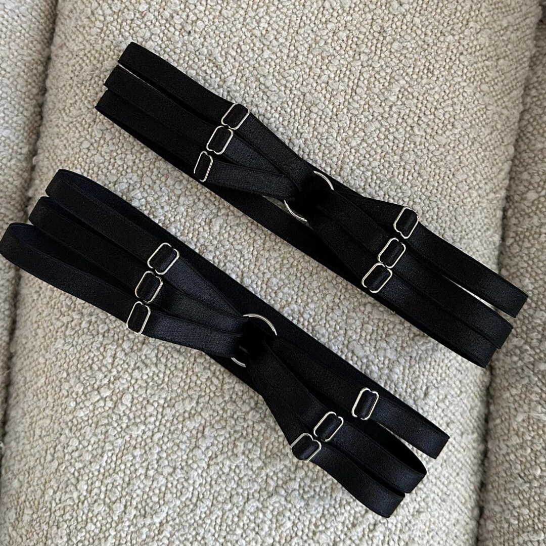 Set of 2 Adjustable Black Leg Straps, Thigh Garter Set, Plus Size ...