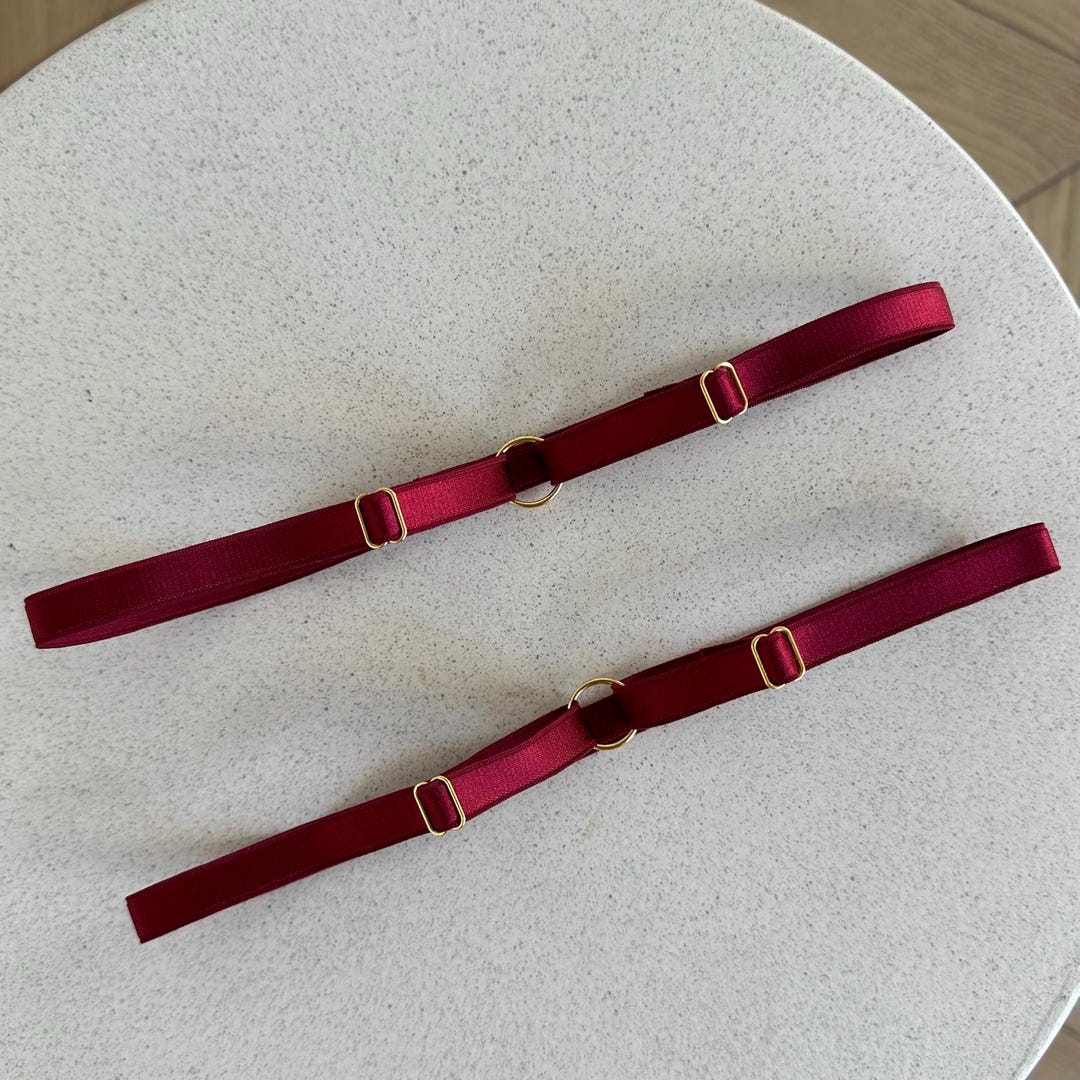 Set of 2 Burgundy Leg Garters, Thigh Adjustable Garters - Etsy