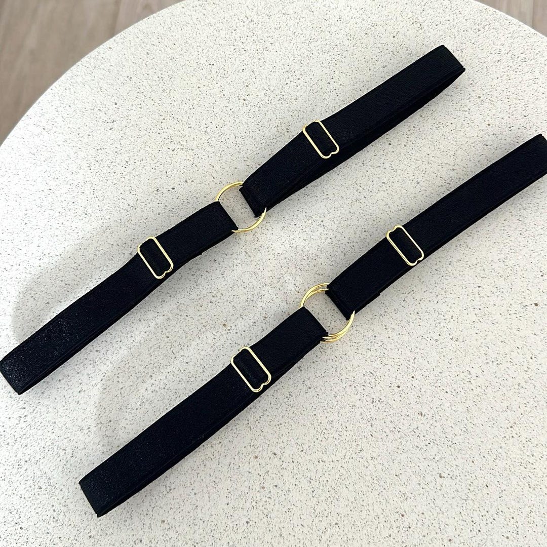Black Leg Garters With Double Rings, Minimalist Lingerie Thigh Straps ...
