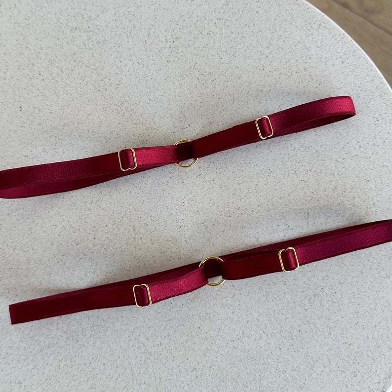 Set of 2 Burgundy Leg Garters, Thigh Adjustable Garters - Etsy
