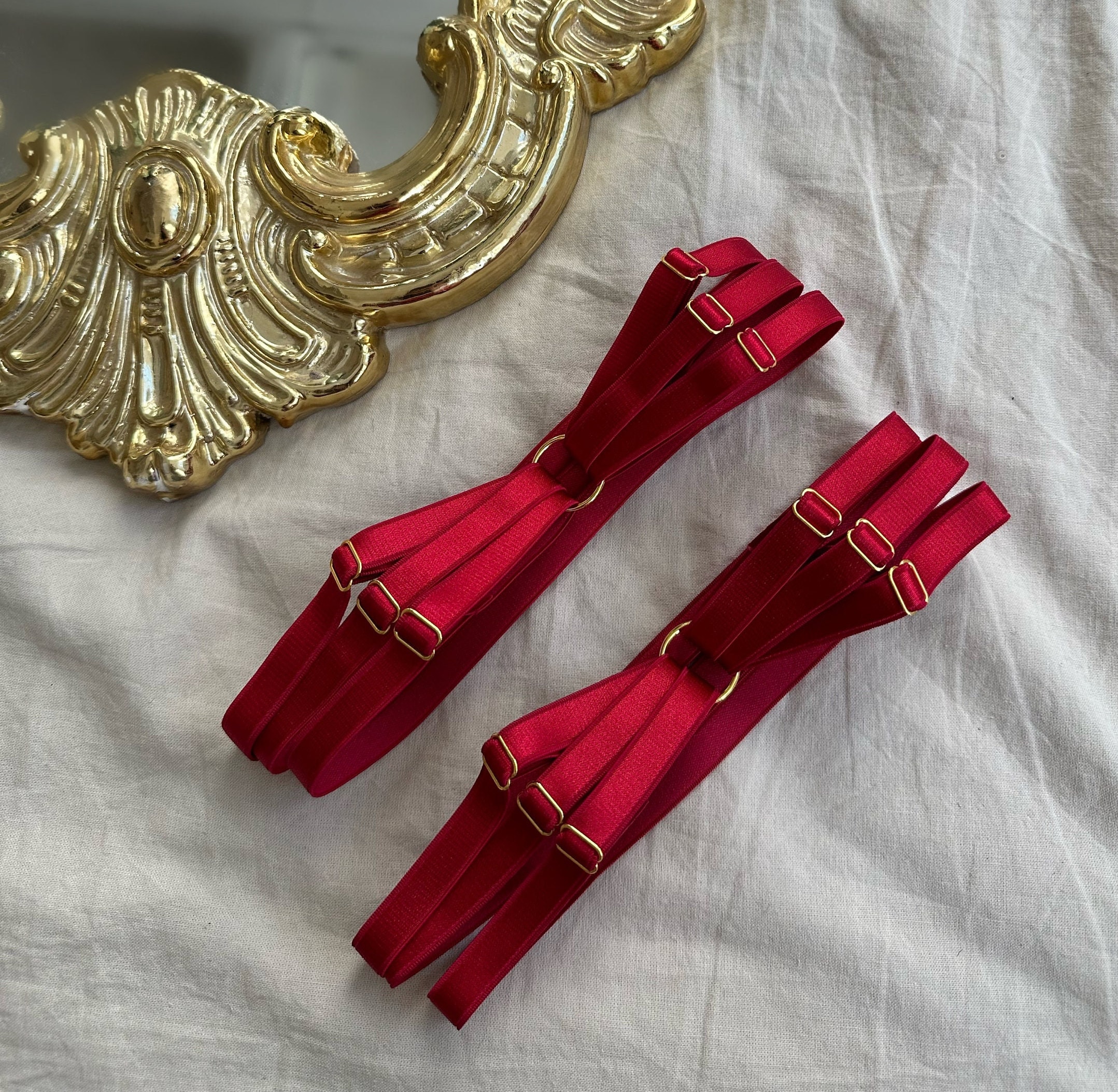 Set of Two Red Leg Elastic Garters Woman - Etsy