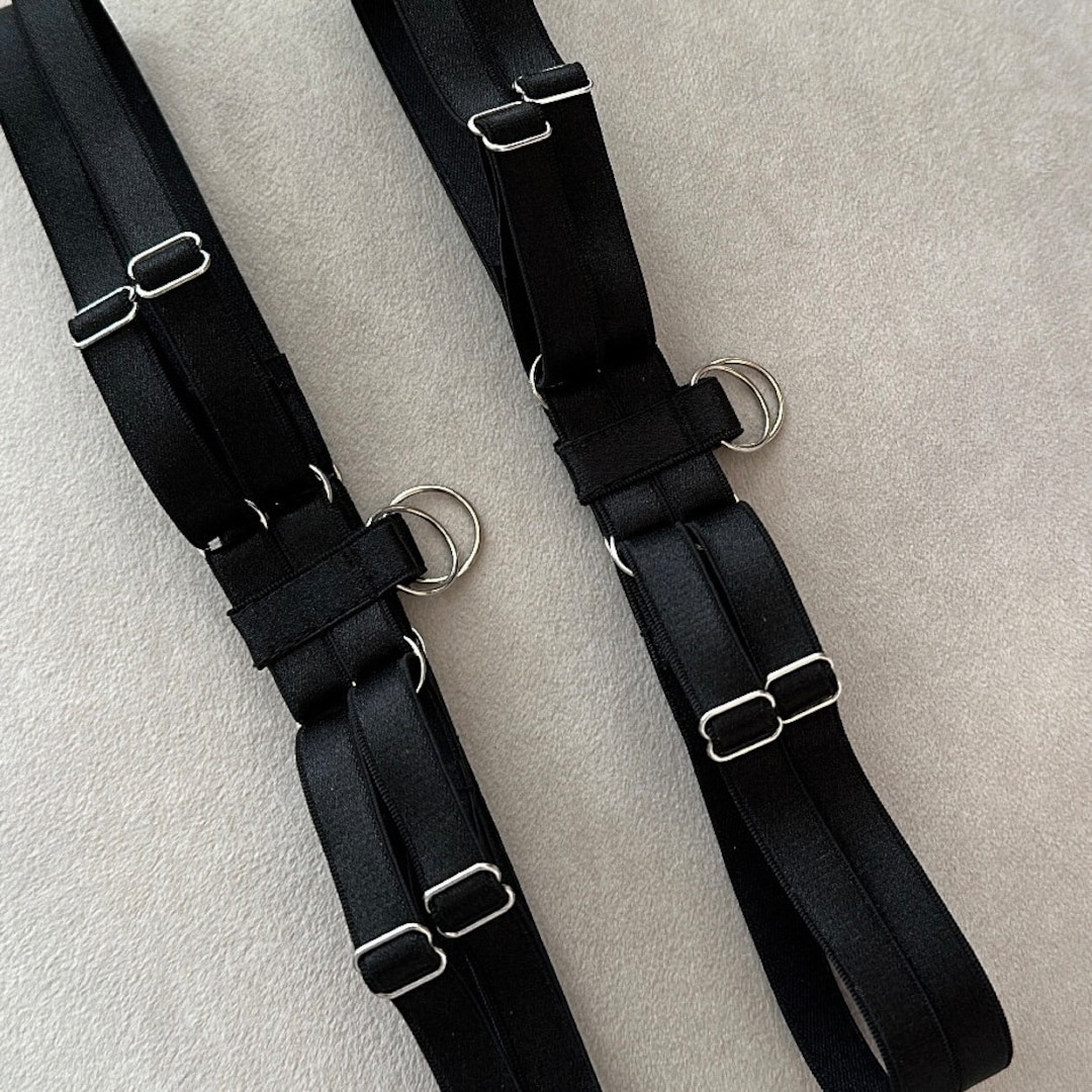 Set of 2 Black Leg Garters Adjustable Elastic - Etsy