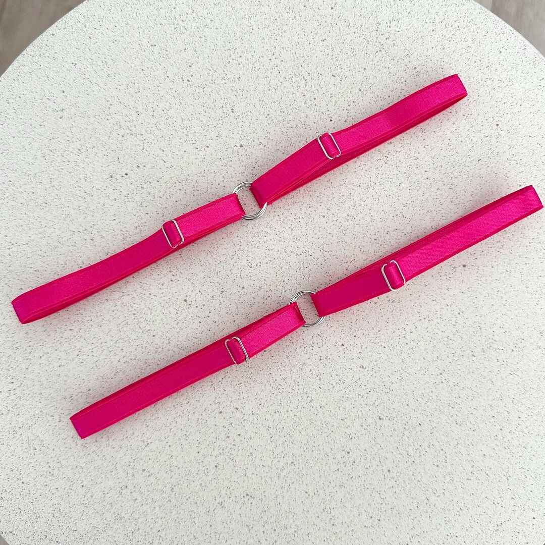 Set of 2 Adjustable Double Ring Pink Leg Garters, Fuchsia Thigh Straps ...