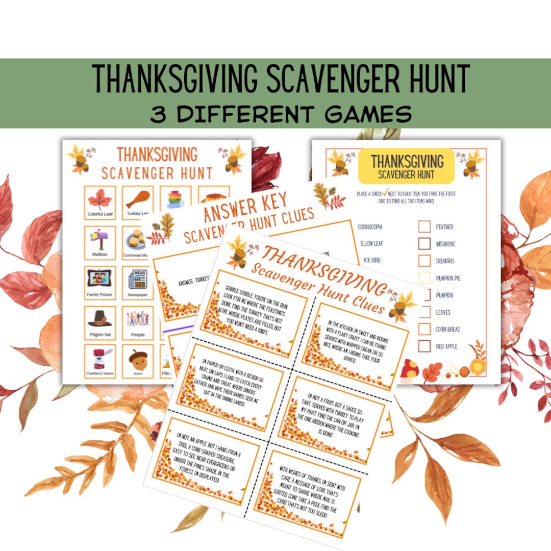 Thanksgiving Scavenger Hunt | Fall Scavengar Hunt | Thanksgiving ...