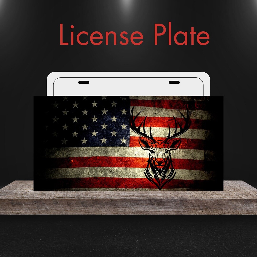 Deer Hunting Patriotic License Plate Sublimation Design Buck American ...