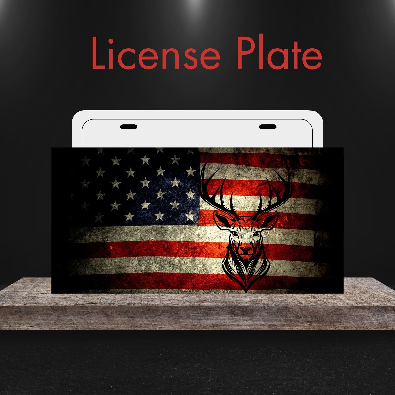 Deer Hunting Patriotic License Plate Sublimation Design Buck American ...