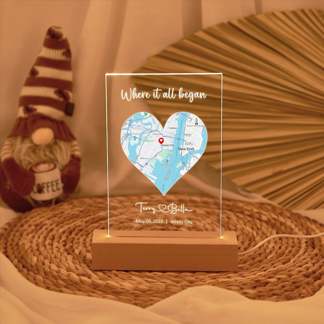 Custom Acrylic Plaque First Date Map, Where It All Began, Where We ...