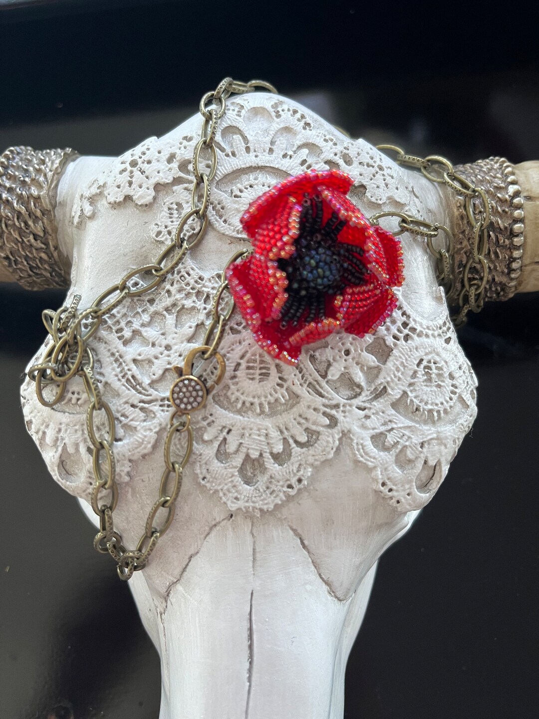 Crochet Poppy Flower Pendant | Evil Eye Protection | Success & Self ...