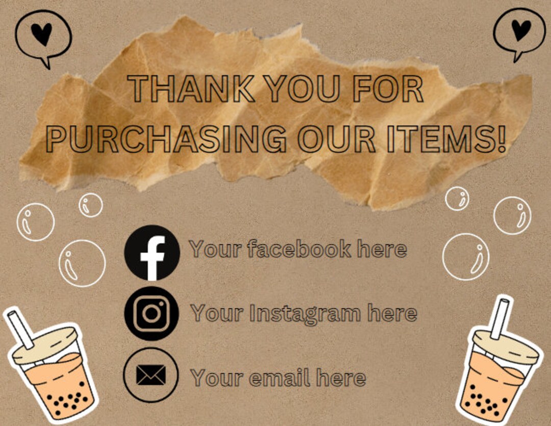 Bubble Tea Theme Business Card - Etsy