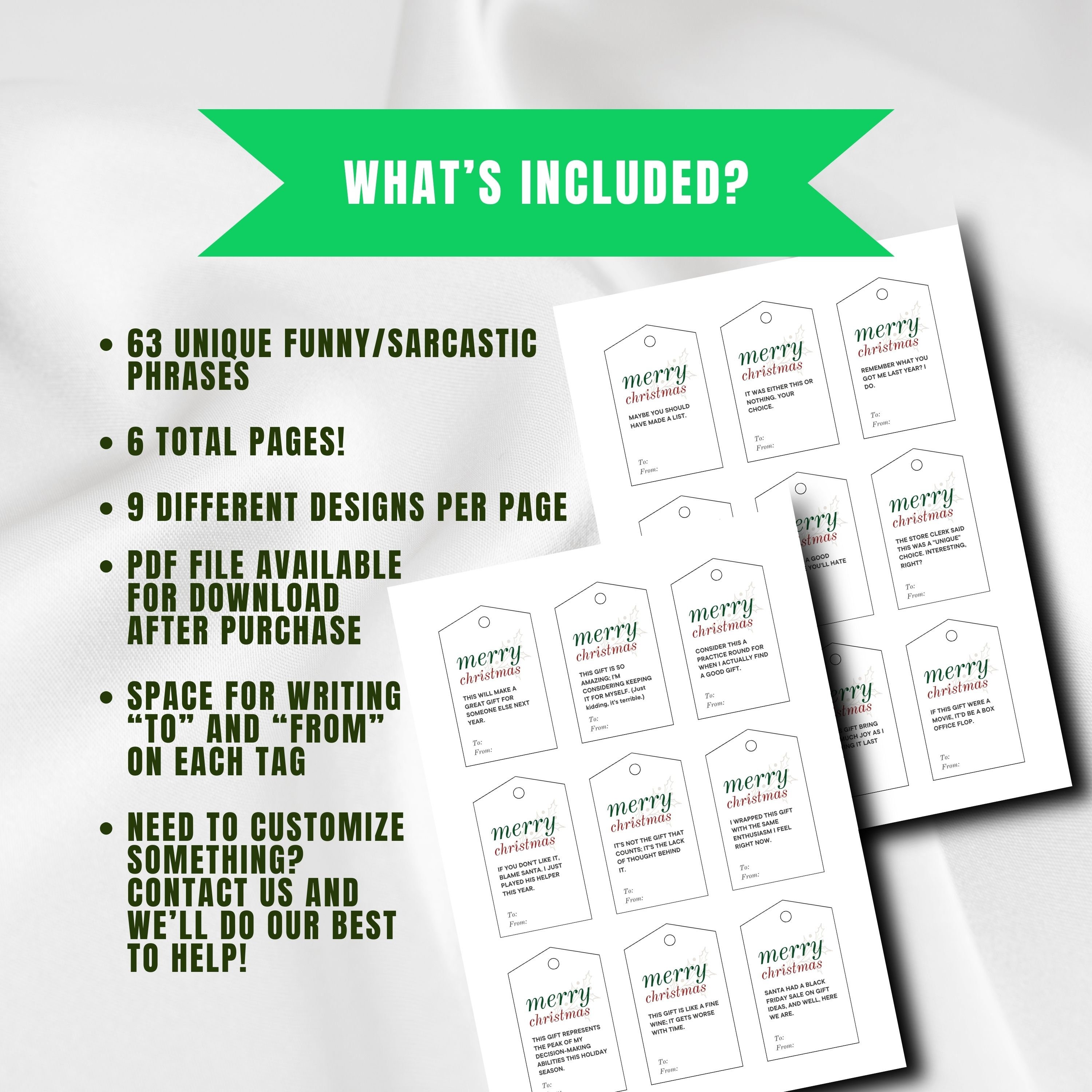 Funny Christmas Tags Sarcastic Gift Tags Minimal Gift Tags - Etsy