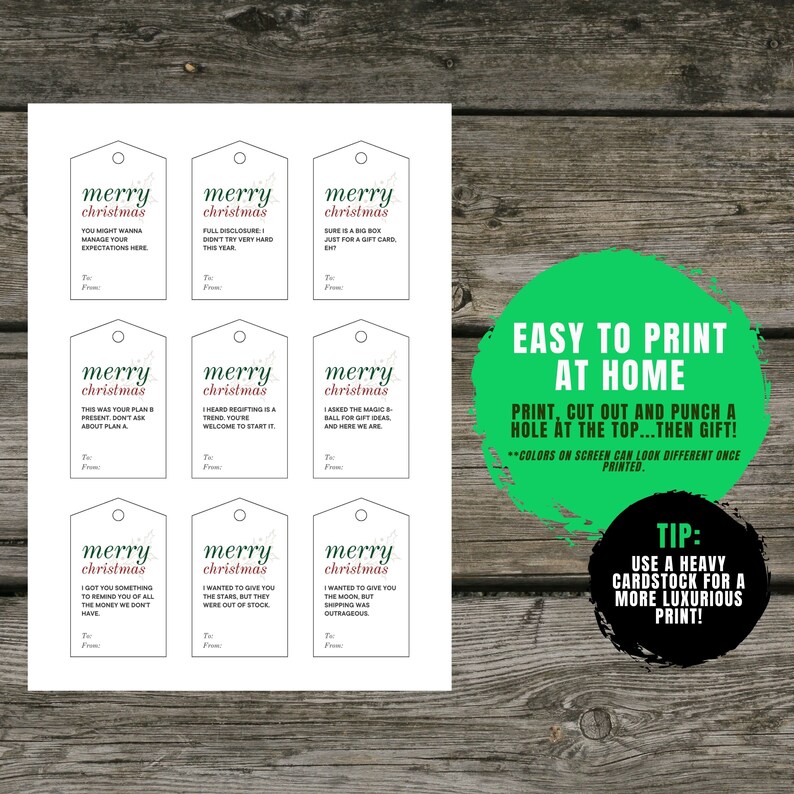 Funny Christmas Tags Sarcastic Gift Tags Minimal Gift Tags - Etsy