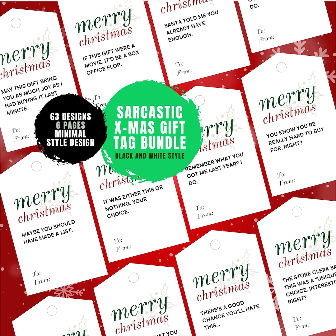 Funny Christmas Tags Sarcastic Gift Tags Minimal Gift Tags - Etsy