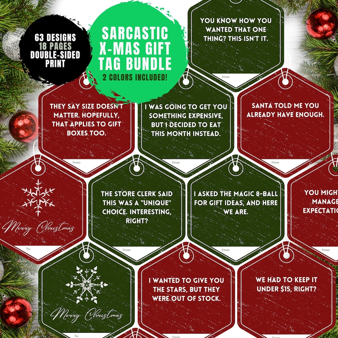 Funny Christmas Tags, Sarcastic Gift Tags, Sarcastic Holiday Tag ...